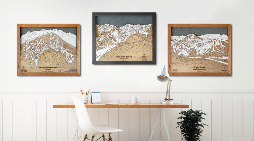 3D Wood Ski Trail Maps | Engraved Ski Maps for your home or office ...