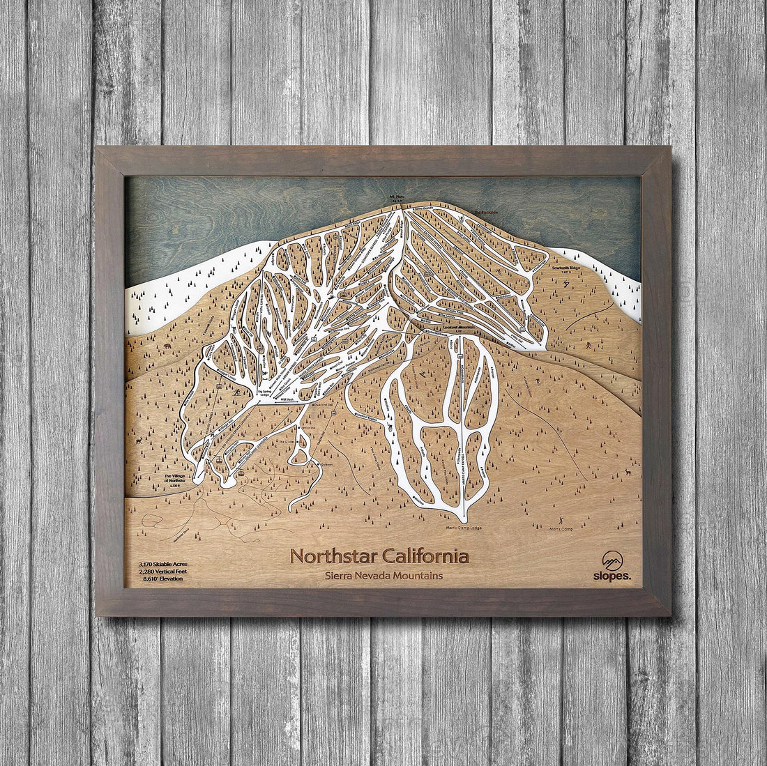 Northstar California Ski Trail Map | 3D Wooden Ski Trail Map Art ...